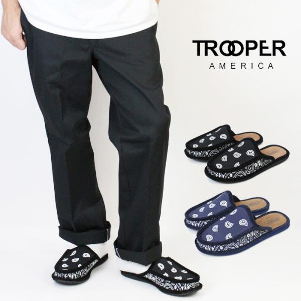 【検索ワード】トゥルーパーアメリカ スリッポン ハウスシューズ TROOPER AMERICA Black Navy【USサイズ】KS-011 バンダナ柄 ペイズリー柄 キャンバス ルームシューズ カジュアル シューズ 靴 メンズ 男性↓↓...
