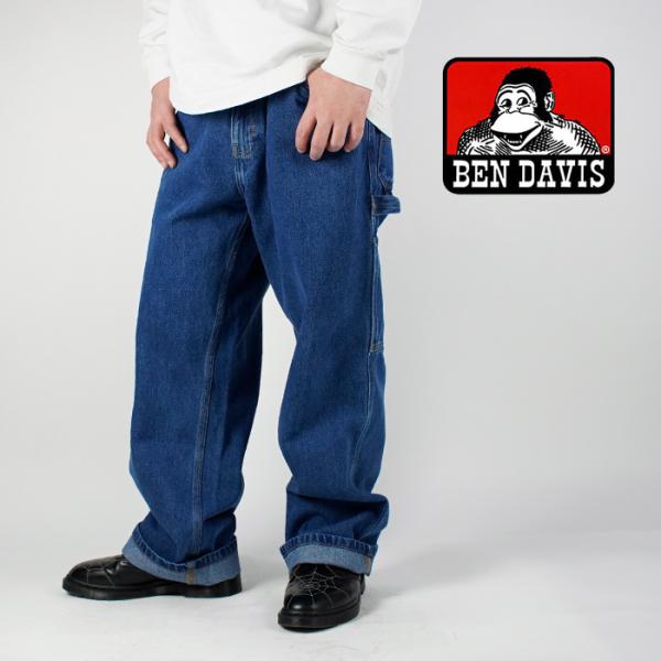 【検索ワード】ベンデイビス ワークパンツ BEN DAVIS CARPENTER PANTS Black Denim Washed Indigo ペインターパンツ ブラックデニム ウォッシュドインディゴ デニム ジーンズ 極太 ワイド 頑丈...