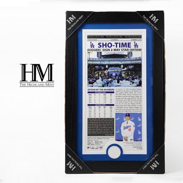 【検索ワード】ザ・ハイランドミント 大谷翔平 ロサンゼルス・ドジャース フォトフレーム THE Highland Mint SHOHEI OHTANI PRESS FRONT PAGE NEWS PHOTO MINT PHOTO18087K...