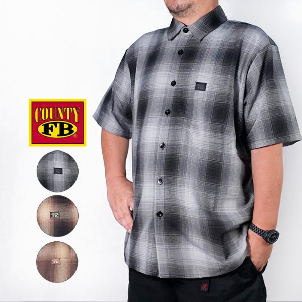 【検索ワード】FB カウンティ 半袖チェックシャツ ショートスリーブチェッカーフランネルシャツ FB COUNTY SHORT SLEEVE CHECKER FLANNEL SHIRT Black Grey Brown オンブレチェック フ...