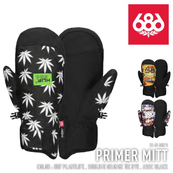 日本正規品 スノーボード スキー グローブ シックスエイトシックス 686 PRIMER MITT Huf Plantlife / Sublime Orange TieDye / Assc Black メンズ 25-26
