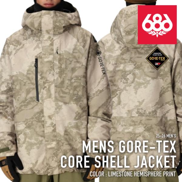 【検索ワード】日本正規品 スノーボード ウェア ジャケット シックスエイトシックス 686 MENS GORE-TEX CORE SHELL JACKET Limestone Hemisphere Print メンズ 25-26 予約 SN...