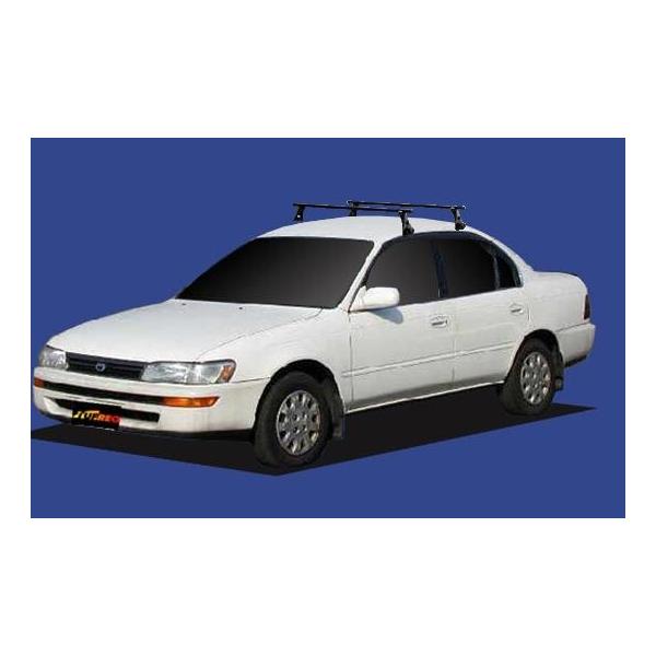 ■適合車種：トヨタ カローラセダン○型式：E100系□ボディタイプ・種類：全車・年式：H3.6〜H7.5─システムキャリア　ベースキット内容─バー：VB4　脚：FDA1　取付キット：不要※ベースキャリア一台分の組み合わせです。（スキー、スノ...