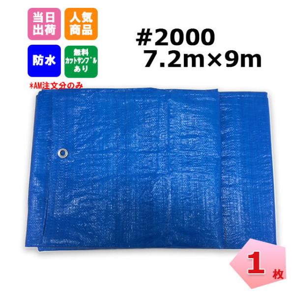 商品名 ブルーシート #2000サイズ 7.2m×9.0m 仕上がり寸法 約 6.9m×8.9m入数 1枚耐久性と経済性のバランスが取れた＃2000番手養生や目隠し、雨・風からの保護によく使われます。○注意○呼び寸法と実際のサイズは違うシー...