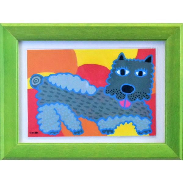 ★作　者　　　カミジョウミカ★商品名　　　オリジナルポストカード　フレーム付　「メイク好きなちょっとした犬」★タイプ　　　ピクチャーポストカード★サイン　　　印刷サイン　★作品サイズ　はがきサイズ※ポストカードはPP袋に入れてあるため、画像...