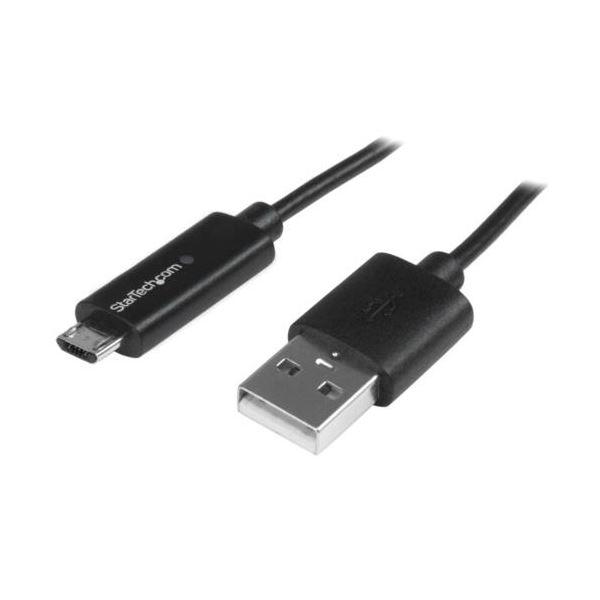 【商品名】 StarTech.com Micro USB充電ケーブル（充電お知らせLEDライト付き） 1m Type A（オス）-MicroB（オス） ブラック USBAUBL1M 1本