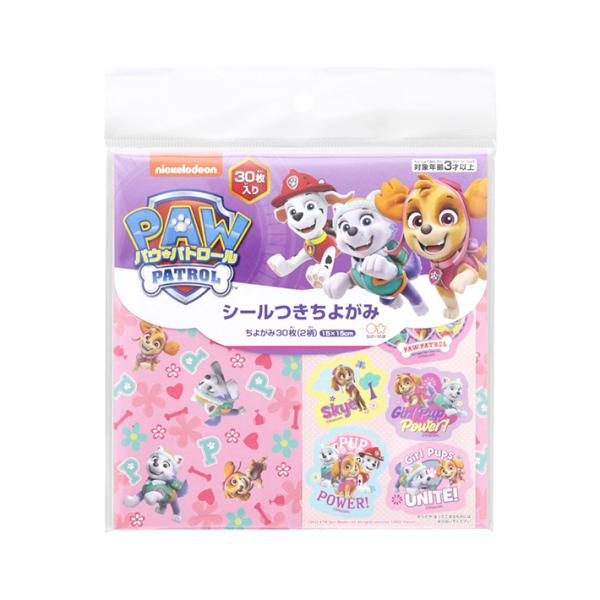 パウ・パトロールのかわいいちよがみが登場♪かわいいシール1シート付き◎【仕様】ちよがみサイズ：約W150×H150×D0.1mmシールサイズ：約W70×H150mm内容：(ちよがみ)2柄×各15枚、(シール)1シート材質：紙対象年齢：3歳以...