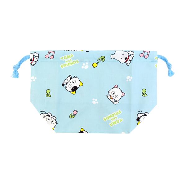 マチがたっぷり12cmあるので、お弁当箱もしっかり安定♪【仕様】サイズ：約W145×H170×D120mm材質：綿日本製うちのタマ知りませんか　アニメ　子供　かわいい　水色　バッグ　小学校　小学生　幼稚園　お弁当　給食　通園　通学※商品写真...