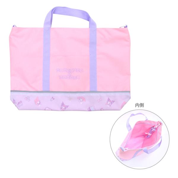 2WAY仕様で斜めがけもできるレッスンバッグです。反射素材付きで通学にも安心◎ファスナー付きなので中身が見える心配もありません♪【仕様】サイズ：約W415×H290×D100mm（持ち手含まず）材質：ポリエステルグッズ　手提げ　かばん　小学...