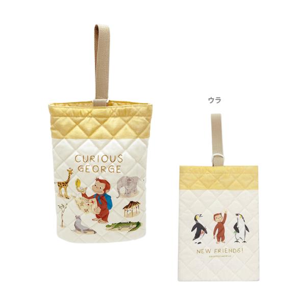 おさるのジョージの可愛いシューズバッグです。上履きや靴の持ち運びに便利！キルト製なので軽量で丈夫♪小物や学習道具の持ち運びに使用しても◎【仕様】サイズ：約W210×H290mm（持ち手含まず）材質：綿キルティングタイプ日本製シューズバッグ　...