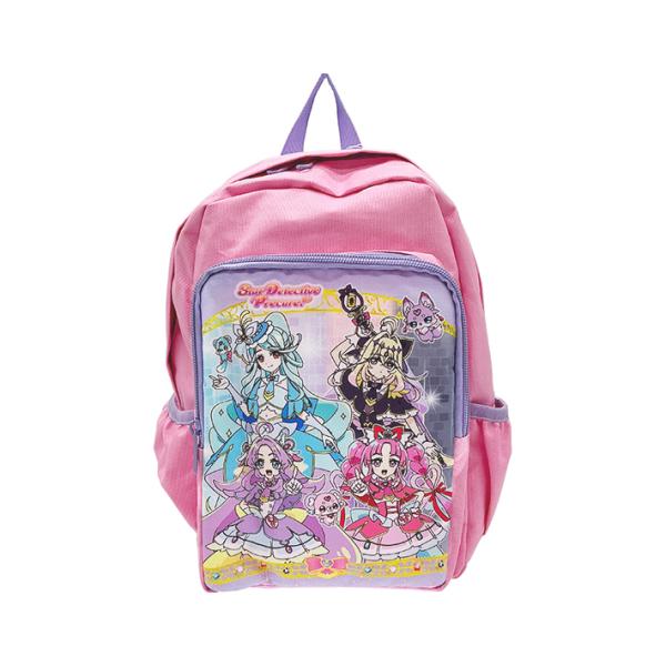 名探偵プリキュア！のかわいいスモールサイズのリュック！小さな子供でも背負いやすいサイズ感で、遠足、旅行、お出かけだけでなく通園などの日常使いにもぴったり♪ショルダーベルトはずり落ち防止用のハーネスが付いていて、背あて面はメッシュ生地で、暑い...