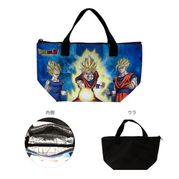 ドラゴンボールZの保冷バッグです。持ち運びに便利なトート型で、お弁当などミニトートとしても使える♪保冷ポーチの内側はアルミ蒸着仕様で、保冷剤が入れられるミニポケット付き◎【仕様】サイズ：約W310×H180×D130cm材質：ポリエステル(...