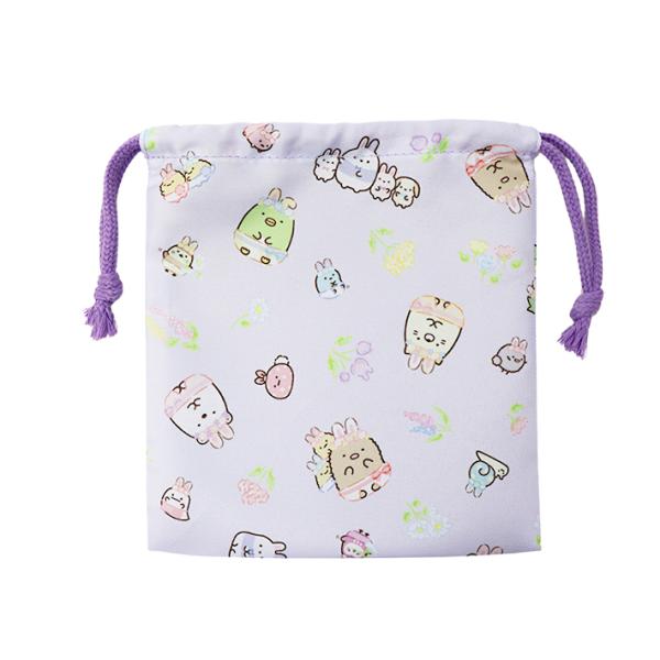 コップ・歯ブラシ・カトラリーセットなど、いろいろな小物入れに使える巾着です。新学期や新入学の準備にもおすすめです◎【仕様】本体サイズ：約W185×H205mmポリエステルすみっこ　きんちゃく　ランチグッズ　おしゃれ　かわいい　入園　入学　小...