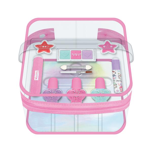 サンリオキャラクターズのキッズコスメが登場♪ギフトや初めてもメイクにもおすすめ〇【セット内容】・マニキュア色：ピンク、パープル、ブルー・アイシャドウ色：ブルー、パープル、ミント・星型ケース入りリップグロス色：パープル、ピンク・リップグロス×...