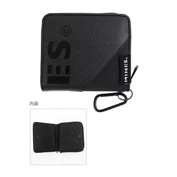 シンプルで持ちやすいデザインの三つ折り財布です。小銭入れは取り出しやすいがま口タイプ♪【仕様】・カード入れ×10・札入れ×1・小銭入れ×1サイズ：約W110×H100×D30mm材質：合成皮革カラビナ付きかっこいい　おしゃれ　小学生　中学生...