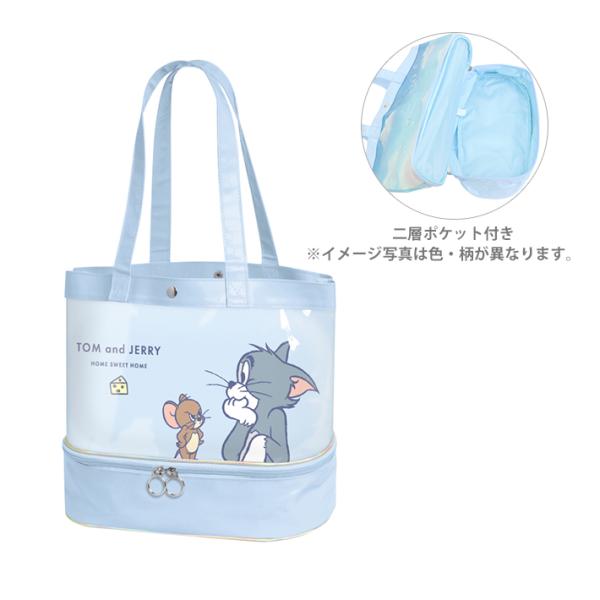 クリア素材がかわいい2層式のプールバッグ！完全透明ではないので、中が透けにくくて安心♪ボトム部分と2層に分かれた収納スペースでサンダルや濡れた物を分けて収納できます◎【仕様】本体サイズ：約W410×H290mm×D175mm材質：PVC、エ...