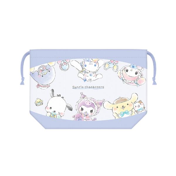 サンリオキャラクターズのランチ巾着が登場！マチがあるのでお弁当箱を安定して入れることができます♪シワになりにくく乾きやすいのでアイロンも簡単◎【仕様】本体サイズ：約W280×H190×D75mmパッケージサイズ：約W170×H245mm材質...