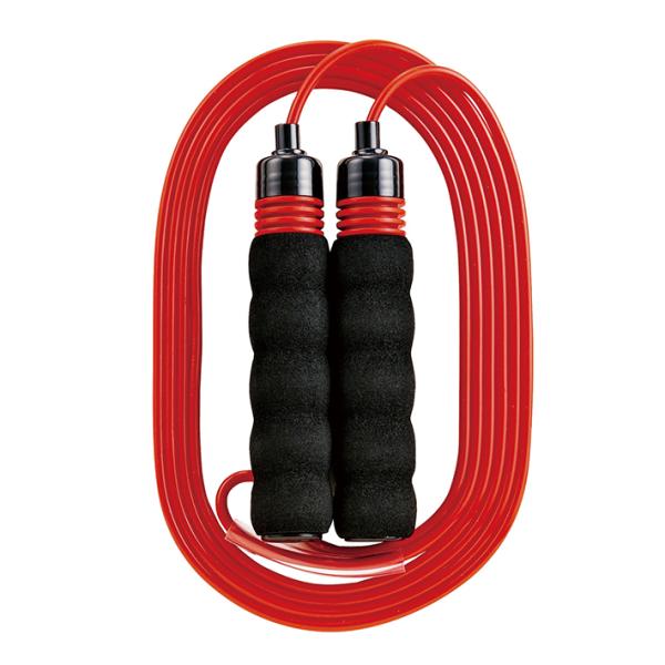 握りやすいやわらかグリップで手にフィットするなわとびです。遠心力が増しロープの保護するプロテクター付き◎ロープの長さも調節できます。【仕様】パッケージサイズ：約W121×H227×D29mm本体サイズ：約W27×H2982×D27mmロープ...