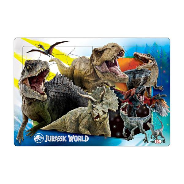 ジュラシックワールドのパズルが登場！かっこいい恐竜柄で、形にはめやすいのでお子様でも楽しめます◎70ピースで完成させやすく何度でも遊べます◎ウラにはおたのしみボード付きでめいろ遊びができます♪【仕様】内容：70ピース本体サイズ：約W370×...