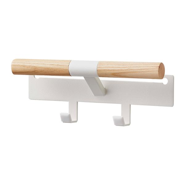 カラーボックスのネジを活用してカンタン設置！リュックや鞄も収納できるスチール製のハンガーです。フック付きなので用途に合わせて使用でき、小物をかけることもできます。天然木がアクセントになっておしゃれなデザインです♪【仕様】本体サイズ：約W26...