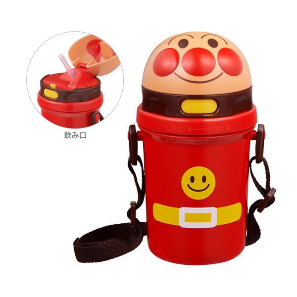 アンパンマンのかわいい水筒で楽しく水分補給♪ワンタッチオープンで開け閉め楽々スポーツドリンクを入れても安心のプラスチック製◎【仕様】サイズ：W105×D91×H170ｍｍ材質：（ポロプロピレン）ボトル・アダプター・グリップ・ボタン・フック・...