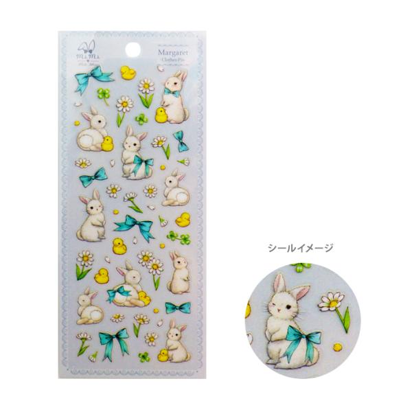 ガーリーイラストが人気の「たけいみき」のステーショナリーアイテムが登場！大人かわいいおしゃれなうさぎのシール♪色紙やアルバム、日記やスケジュール帳のデコレーションやギフトにもおすすめ◎【仕様】サイズ：約W80×H195mm材質：PET兎　シ...