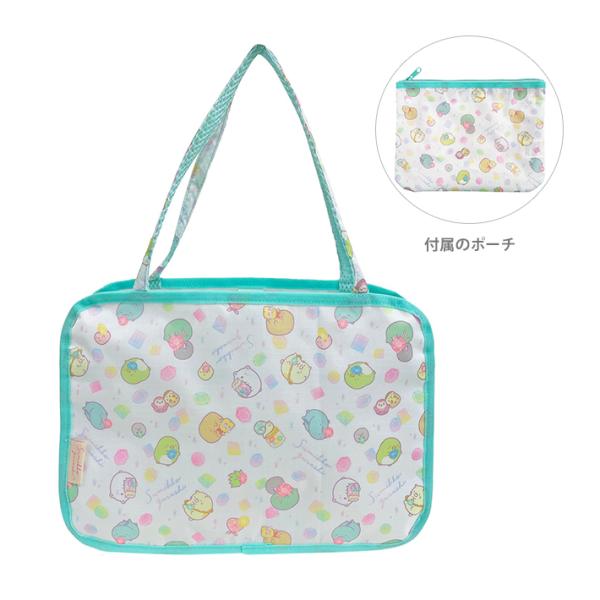 すみっコぐらしのかわいいお風呂バッグが登場！荷物をそのままお風呂場へ持っていけちゃう優れもの♪ポーチも付いてて、整理整頓もばっちり◎【仕様】サイズ：約H320×W220×D13mmポーチサイズ：約H195×W260mm材質：ポリエステルすみ...