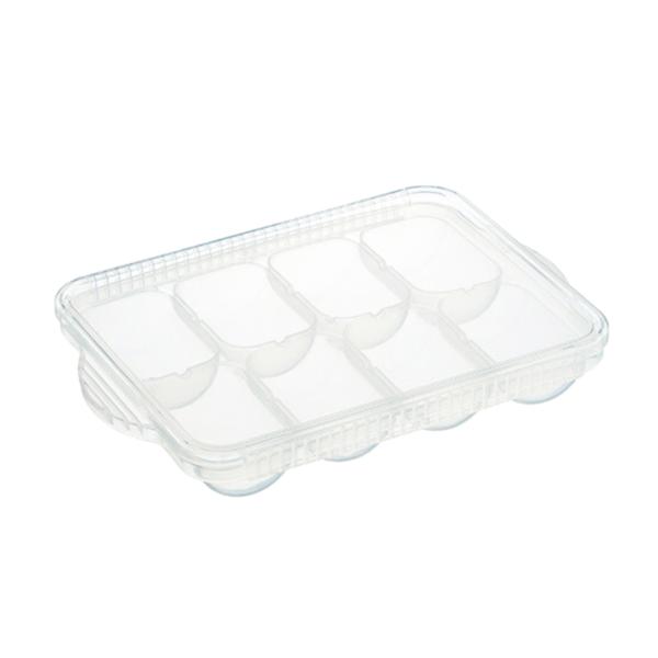 おかずを冷凍して家事の時短に♪1個ずつ取り出しやすい半円型◎別サイズの積み重ねもできます！持ち手付きで、スライド式のフタが付いてるので衛生的です☆【仕様】サイズ：約W202×H140×D32mm容量：約240ml（30ml×8個）材質：ポリ...