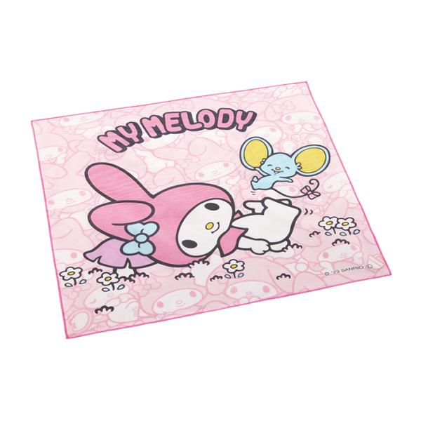 マイメロの絵柄が愛らしい、ランチグッズの登場です♪ゆったりサイズで、ランチクロスとしてお弁当の下に敷くのはもちろん、お弁当箱を包むのにも便利です。薄手で乾きやすいのも嬉しいポイントですね♪【仕様】本体サイズ：約W430×H430mm材質：綿...