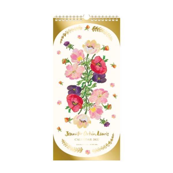 花や植物などのイラストが毎月楽しめる壁掛けカレンダーです。スケッチブックに描きためた、華やかで大人かわいいデザイン♪使用後は、ポスターとして飾ることも◎【仕様】サイズ：約H340×W160mm内容：月間カレンダー×12枚13枚綴り金箔入りリ...