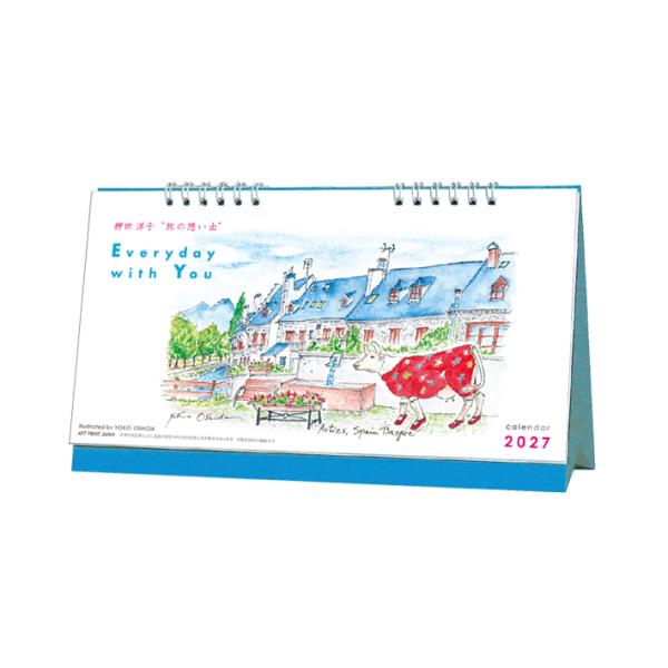 スケッチイラストが人気の押田洋子さんの卓上カレンダーです。旅の風景やおしゃれなスケッチイラストが毎月楽しめる♪六曜が記載されて行事の計画に便利◎【仕様】サイズ：約H135×W230mm内容：月間カレンダー×12枚13枚綴りリング仕様六曜表記...