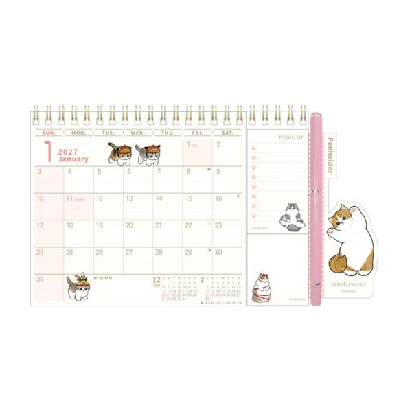 ※こちらの商品は2026年9月発送予定の予約販売商品です。予約販売商品のため全ての商品同梱不可です。予めご了承の上、お買い求めください。mofusandの卓上カレンダーです。ペンホルダーを広げるとにゃんこがひょっこり現れて可愛い♪便利なTO...