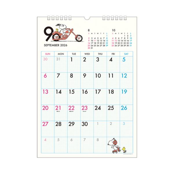 スヌーピーの壁掛けカレンダーです。方眼ノートのように書き込みやすく、スケジュール管理にぴったり♪落ち着いたデザインだからインテリアに最適◎100%紙製のエコ仕様のため、使用後はそのままゴミ箱へ分別せず捨てられる◎【仕様】A3サイズサイズ：約...