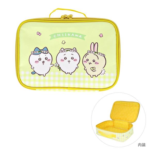 ちいかわのおかたづけバッグが登場♪お気に入りの文具や小物を簡単おかたづけできる！内側は、生地にもかわいい柄入りで便利なポケット付き◎持ち手付きで、お出かけ時にも持ち運びしやすい◎【仕様】本体サイズ：約W245×H170×D75mm材質：ポリ...