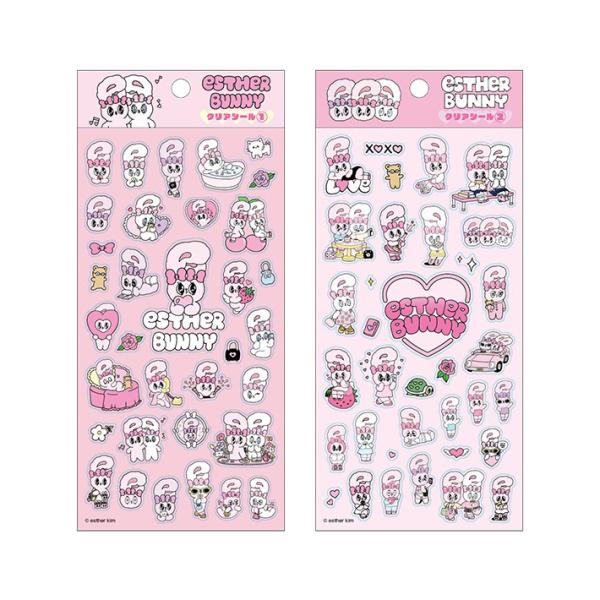 韓国発の人気キャラクター、「エスターバニー」のクリアシールが登場！ノートやスケジュール帳、スマホケースなど、生活雑貨に貼ってデコレーションしたりご褒美シールとしてもご使用いただけます??【柄】・1・2【仕様】本体サイズ：約W90×H175m...