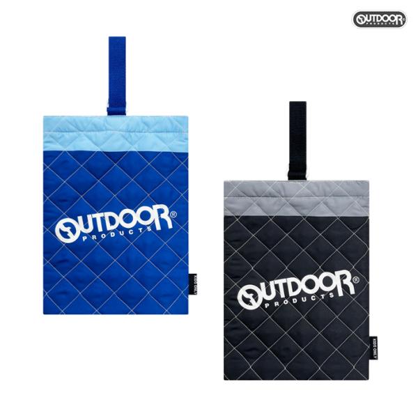 アウトドアプロダクツのシューズバッグです。キルト仕様で使いやすい♪上履きや靴をすぐに出し入れできて便利◎【カラー】・ブルー(4945834201345)・ブラック(4945834201352)【仕様】本体サイズ：約H210×W300mm材質...
