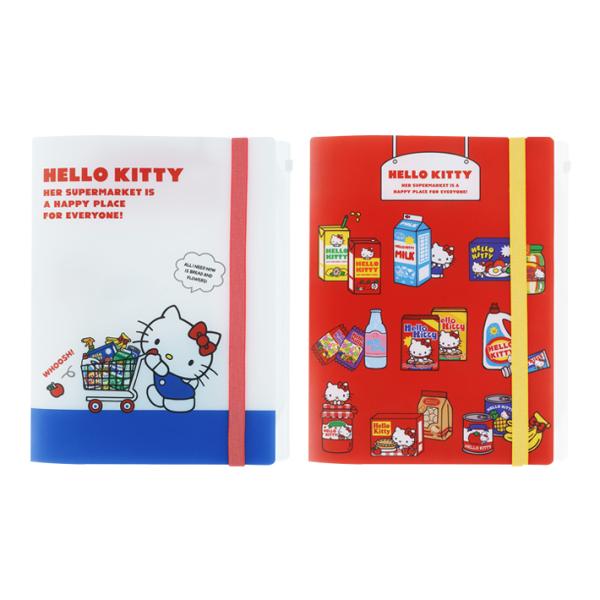 ハローキティのスーパーマーケットをイメージしたグッズが登場♪ゴムバンドはラメ入りクリアファイルです。5ポケット仕様で書類を仕分けられ、ゴムバンドで留められるので持ち運びも安心！小物も一緒に入れられる便利なファスナーポケット付き◎【カラー】・...