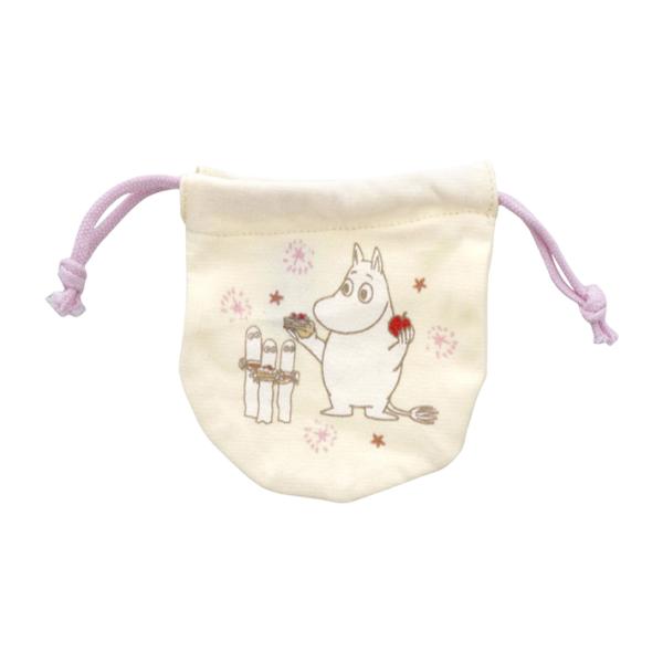 ムーミンがデザインされたかわいい巾着です。柔らかな薄手のトレーナー生地のやさしい風合いで、アクセサリーや小物を入れるのに最適♪【仕様】サイズ：約W105×H110×D10mmかわいい　ポーチ　小物入れ　女の子　女性　MOOMIN　サンスター...