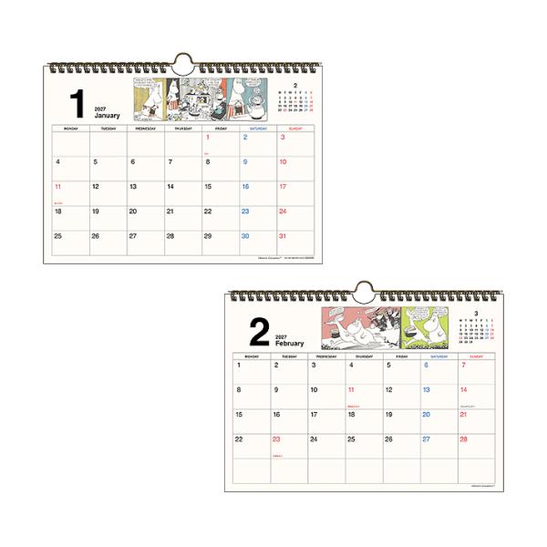 ※こちらの商品は2026年8月末頃発送予定の予約販売商品です。予約販売商品のため全ての商品同梱不可です。予めご了承の上、お買い求めください。お洒落な配色のムーミンの横型リングカレンダーです。ブロックタイプでメモや予定が書き込みしやすい◎イン...