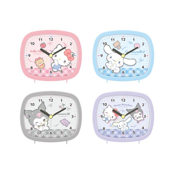 サンリオキャラクターズのスクエアライトクロックが登場！小さめのスタンドタイプなので壁に傷つけることなくリビングや寝室に置くことができます♪暗い部屋でも時間を確認しやすいライト機能付き◎【柄】・ハローキティ・シナモロール・クロミ・サンリオキャ...