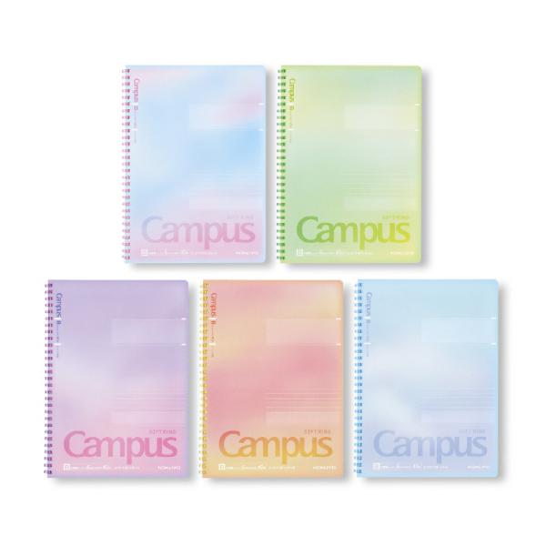 キャンパス・ソフトリングノートに春色カラーが登場♪折り返せてコンパクトに使えて書きやすい！「新感覚やわらかリング」でかさばらず手に当たっても心地いい♪切り取りミシン目入りなので、切り離しても使えます。「美しく書く」をサポートするドット入り罫...