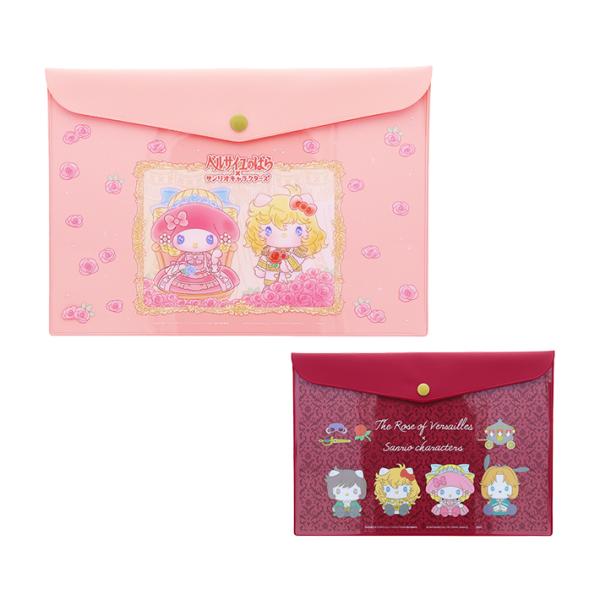 ベルサイユのばらの世界に入り込んだサンリオキャラクターズのフラットケースが登場！文具や小物を収納するのに便利なケース♪フラップ付きでホックボタンひとつの開閉なのでモノをさっと取り出しやすい◎【ラインナップ】・A・B【仕様】本体サイズ：約W2...
