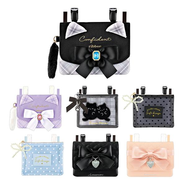 ズボンやスカートにクリップで簡単に取り付けられるポシェットポケットです。入れやすいワイドタイプでハンカチや小物が入り持ち歩きに便利♪ショルダーひも付きなのでショルダーバッグとして使っても◎【柄】・ブラック・パープル・ふわっとキャット・ブラッ...