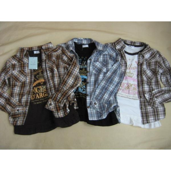 かっこいいい！ヘビロテ決定！！140cm 150cm 160cm子供服　半袖　Ｔシャツ　女の子　ガール　ジュニア　チュニック　長袖　チェックシャツ・おすすめ商品※実店舗でも人気の商品です２点セットロールアップできるチェックシャツ。ロールアッ...