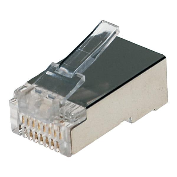 単線・より線共用タイプのCAT5Eモジュラープラグ●芯線の種類により使い分ける必要なし●ネットワーク・通信線用（カテゴリー5e対応）●8芯丸断面のケーブルに使用●RJ45準拠●50μ(1.27um)の金メッキ●ISDNにも対応●1ピースタイ...