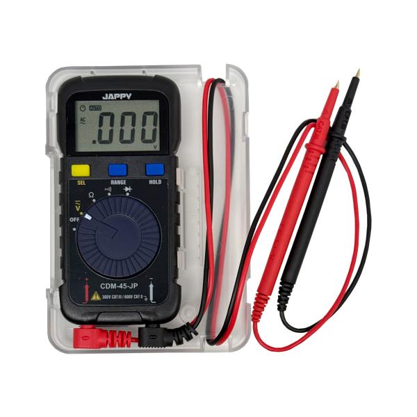 テストリードが脱着可能なポケットサイズテスタ●最大測定電圧 AC/DC600V●携帯に便利な収納ケース付き●コード長：約470mm（脱着式）●IEC 61010-1準拠　CAT ・ 300V / CAT ・ 600V■入数：1