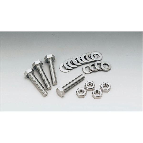 メーカー品番：307-058JANコード：4934154165697【サイズ】M6×30mm(ボルト）【SET内容】ボルト/ナット/平ワッシャー/スプリングワッシャー【入数】4SET(平ワッシャーのみ8枚）【材質】ステンレス