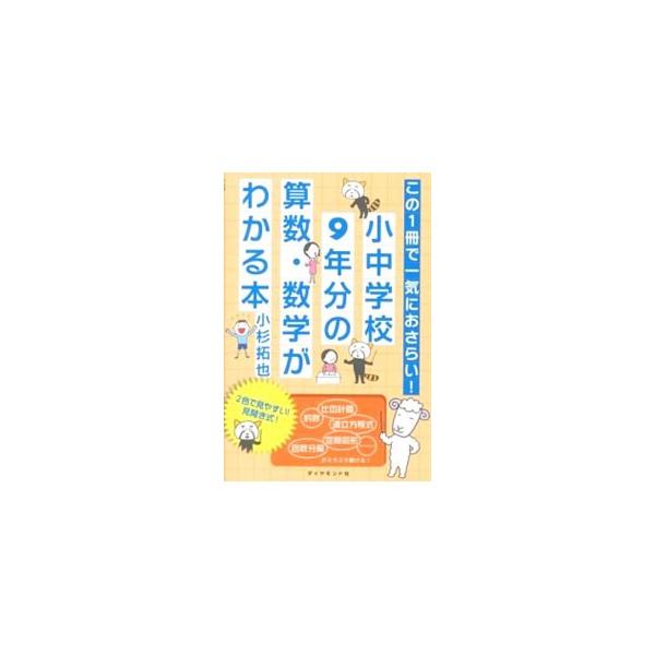 小数、分数、平面図形、１次方程式、平方根、空間図形…。小中学校で習う算数・数学をリズム良く学習できるよう、各項目を見開き２ページでわかりやすく解説する。例題や練習問題も豊富に掲載。■カテゴリ：中古本■ジャンル：産業・学術・歴史 数学■出版社...