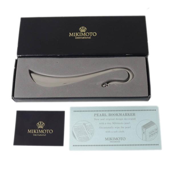 MIKIMOTO ミキモト ブックマーカー パール付き しおり 18-8ステンレス×真珠 箱 全長約12cm NT 美品 ABランク
