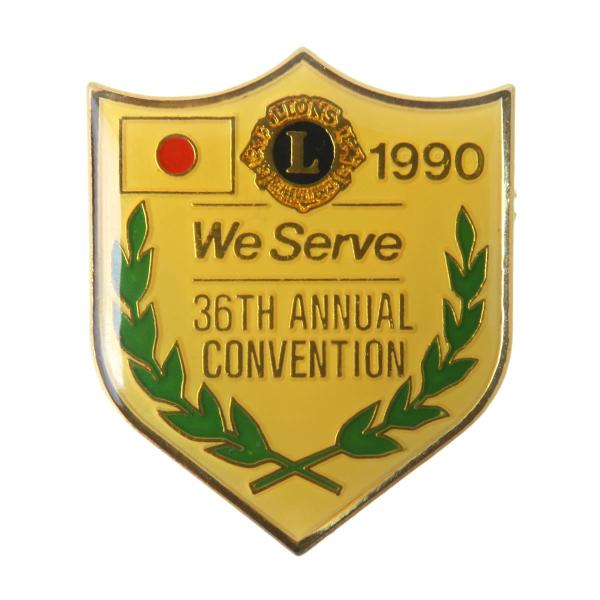 LIONS CLUB ライオンズクラブ バッジ 1990 We Serve 36th ANNUAL CONVENTION 29.3×35(mm) NT Bランク